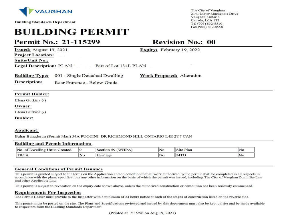 Engineering & Building permit Service's Across Toronto and GT